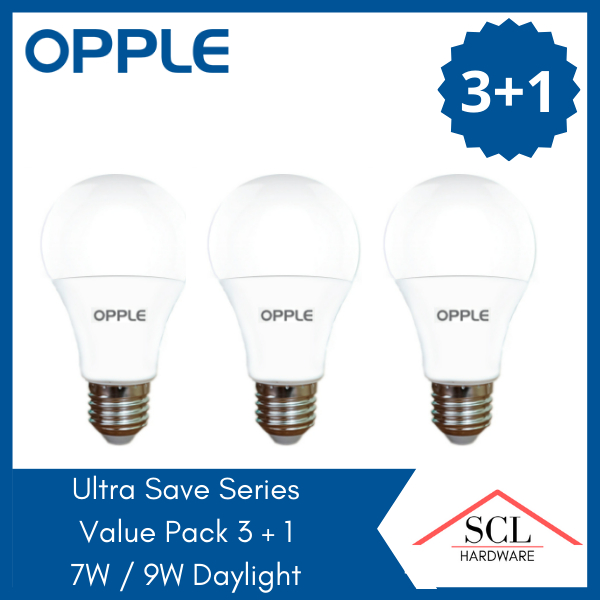 OPPLE LED BULB 3+1 VALUE PACK ULTRA SAVE SERIES 7W / 9W | Shopee ...