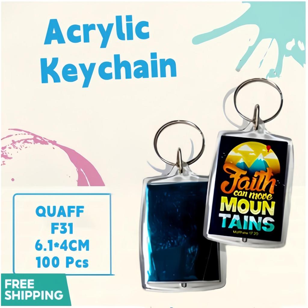 QUAFF F31 Acrylic Photo Insert Keychain Rectangle Openable 100 Pcs Pack ...