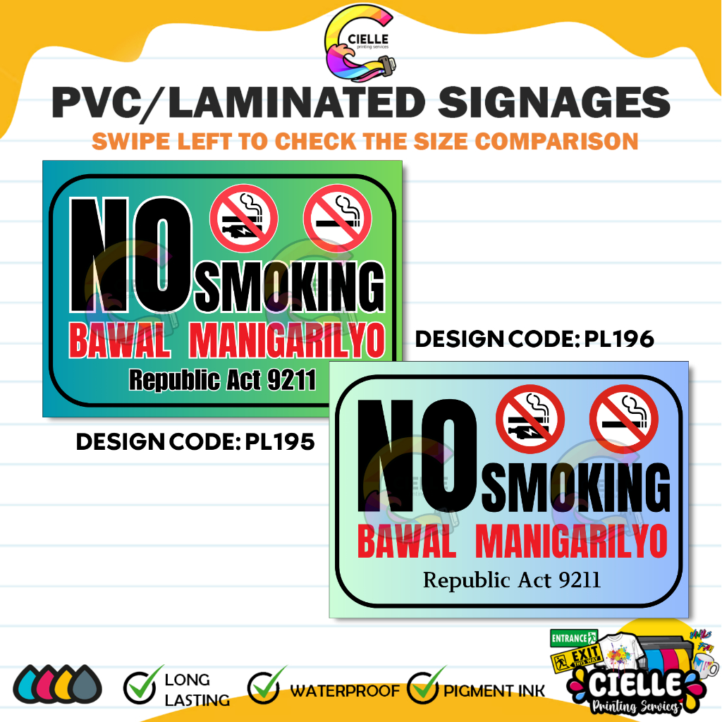 PVC/LAMINATED/STICKER SIGNAGES (PL195&PL196) - NO SMOKING/ BAWAL ...