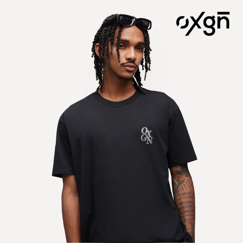 OXGN Logo Graphic T-Shirt For Men (Black/Latte Brown) | Shopee Philippines
