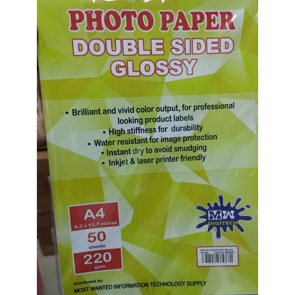Double sided glossy Photo Paper 220gsm A4 50pcs, back to back printable ...