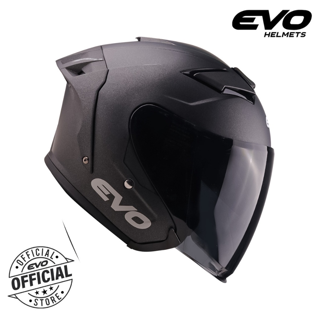 EVO TR-X Plain Half Face Dual Visor Motorcycle Helmet With Free Clear ...
