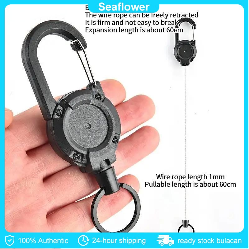1Pcs Anti-theft Metal Buckle Rope Elastic Keychain Sporty Retractable ...