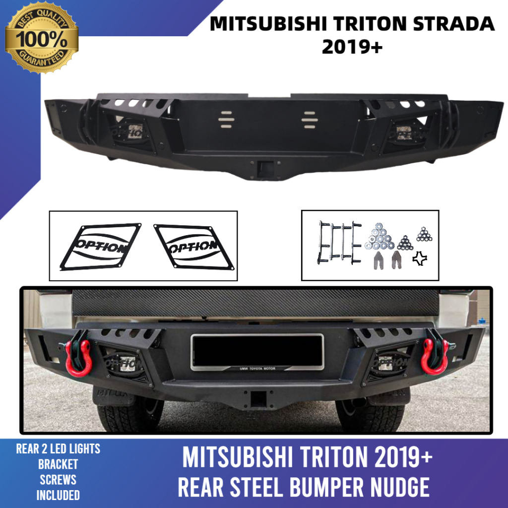CPA MITSUBISHI TRITON STRADA 2019+ Rear Steel Bumper w/ LED Lights ...