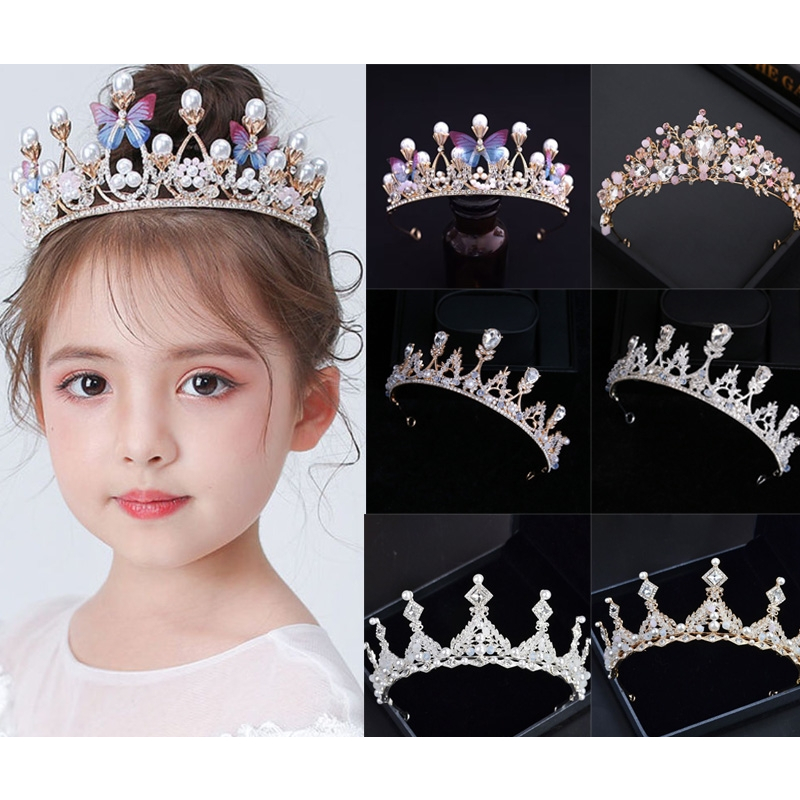 Princess Crown Birthday Pearl Headband Tiaras for Girls Wedding Model ...