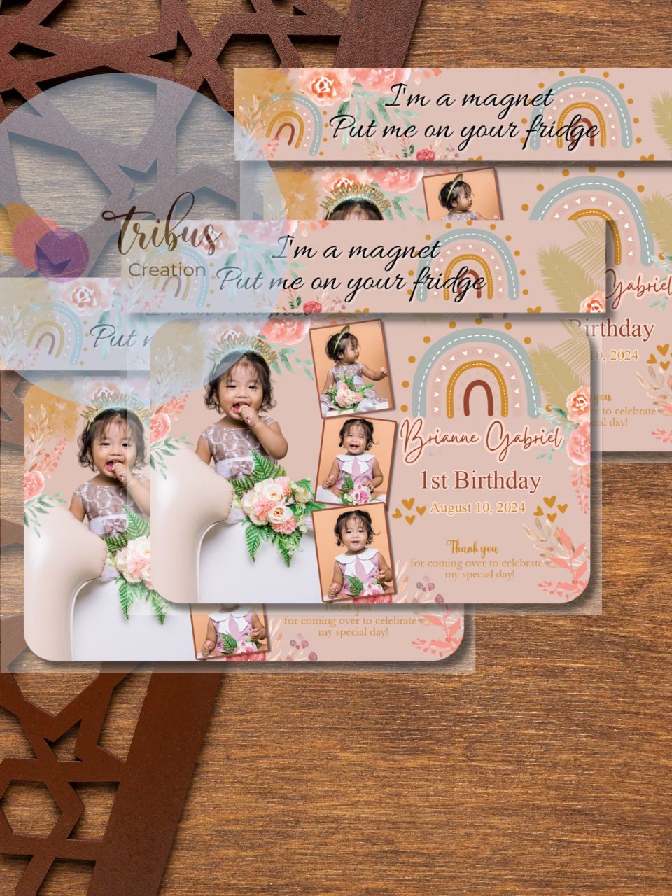 Boho Rainbow Ref magnet souvenir for Christening, Birthday, Dedication ...