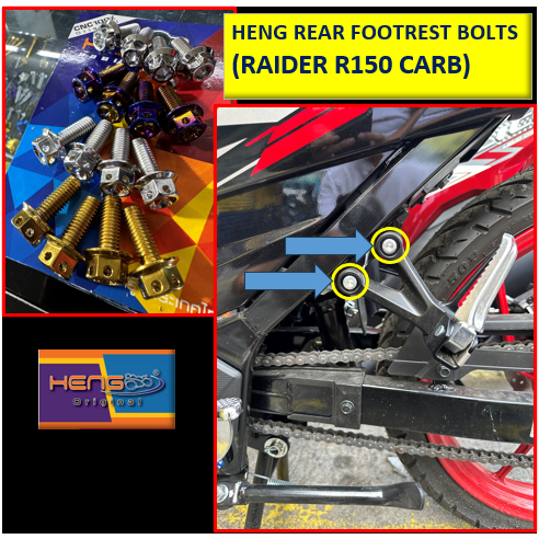 HENG Original Rear Footrest Bolt for SUZUKI RAIDER 150 CARB (set)(4pcs ...