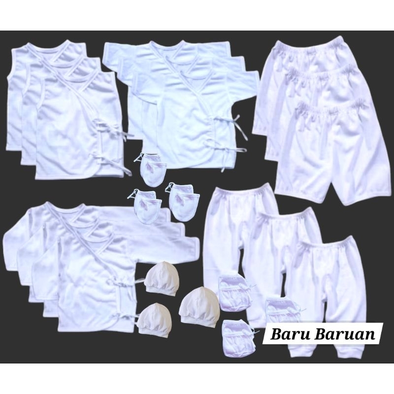 New Born Baby Clothes Baru Baruan Cotton Plain White O to 7 Months ...