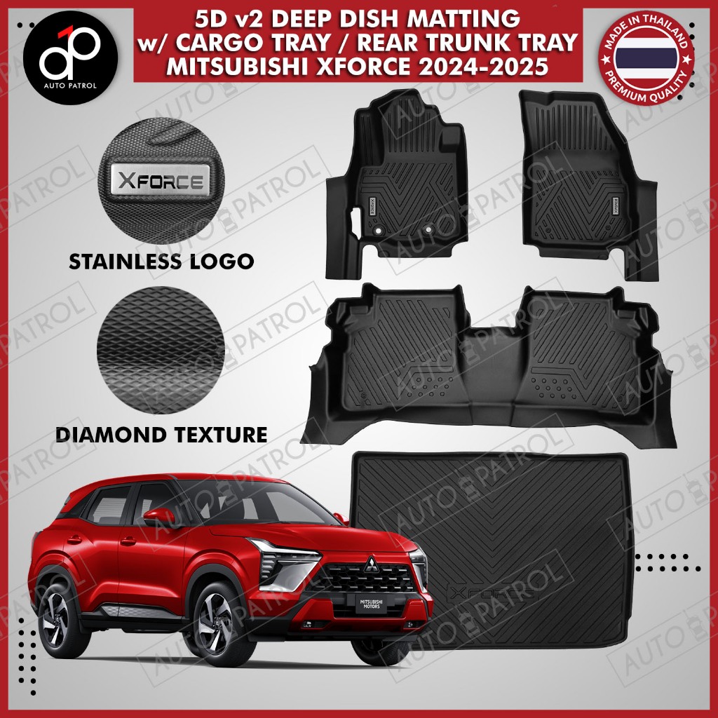MITSUBISHI XFORCE 2024-2025 5D v2 Deep Dish Matting + Cargo Tray / Deep ...