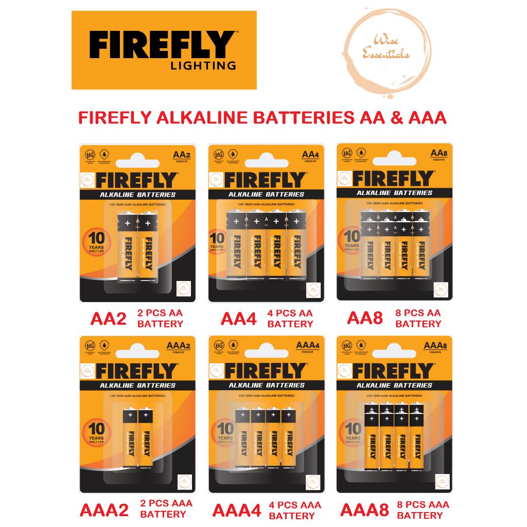 FIREFLY Alkaline Batteries size AA & AAA | Shopee Philippines