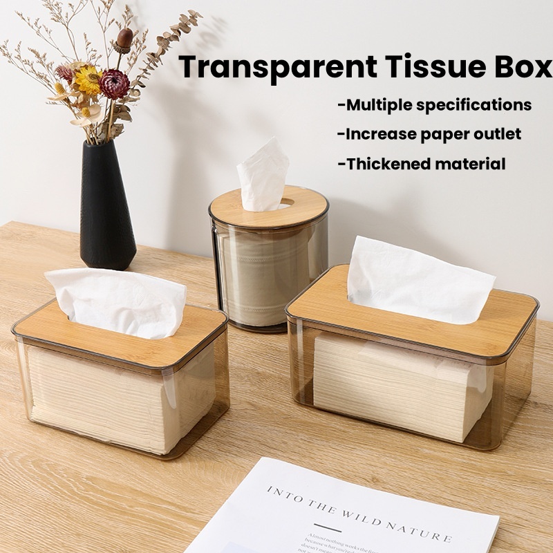 Tissue Box Modern Style with Cover Transparent Tissue Storage Box ...