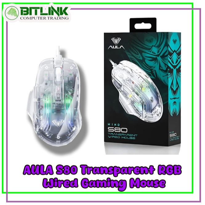 AULA S80 TRANSPARENT RGB WIRED GAMING MOUSE | Shopee Philippines