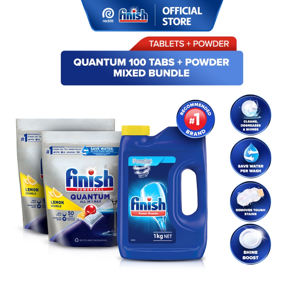 Finish Dishwasher Tablets Quantum 100 tabs + Dishwasher Detergent ...