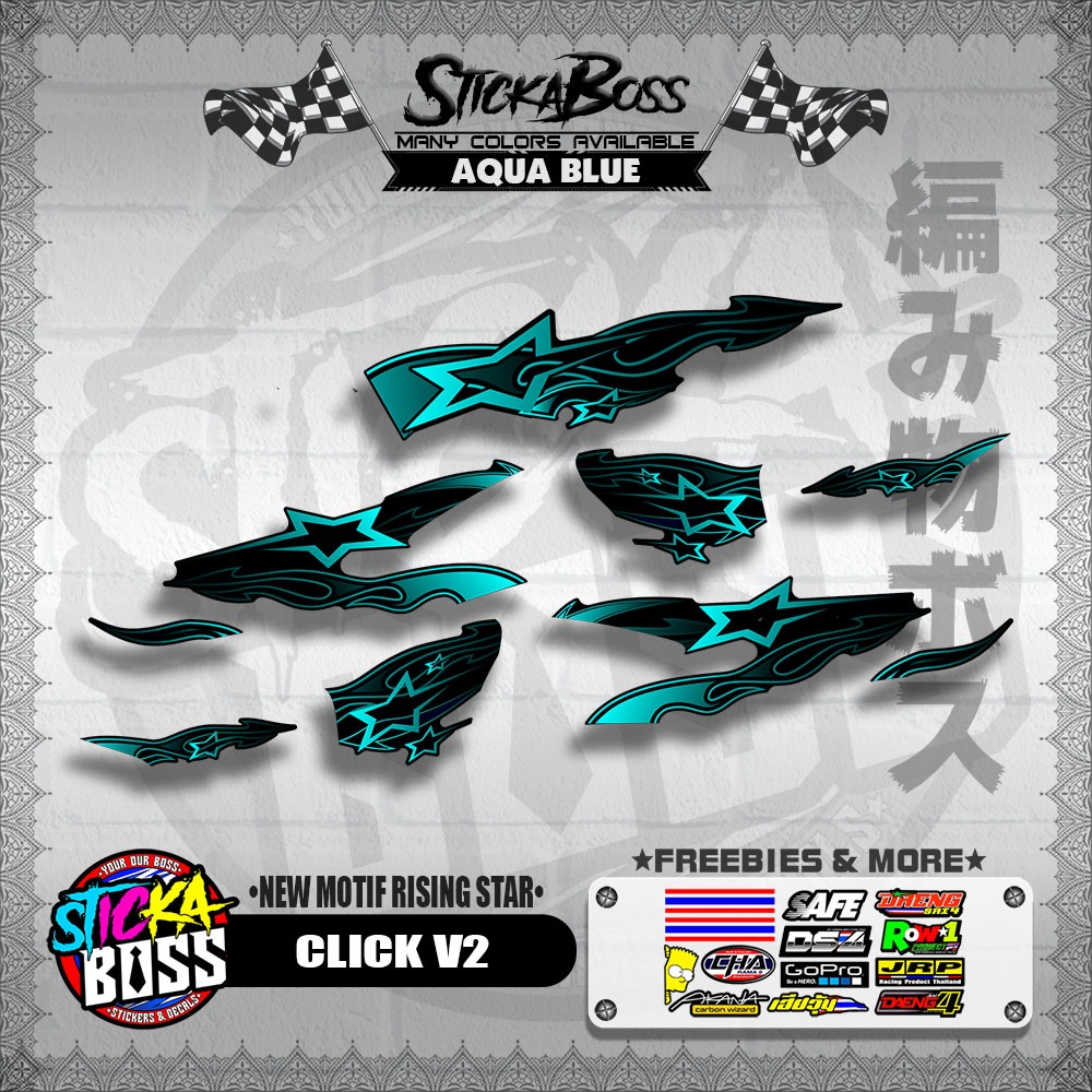 CLICK V2 DECALS ( NEW MOTIF RISING STAR ) [ PREMIUM GLOSSY LAMINATED ...