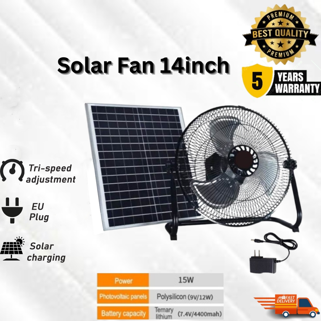 14Inch Solar Electric Fan AC DC Solar Floor Fan With Solar Panel ...