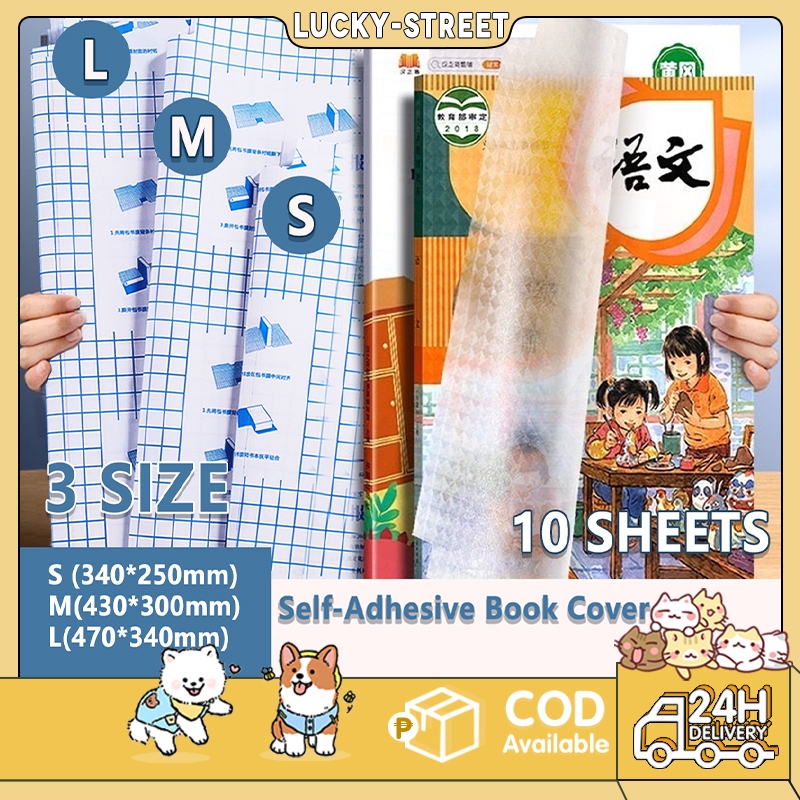 10 Sheets Transparent Self-adhesive Frosted Book Film For Textbook ...