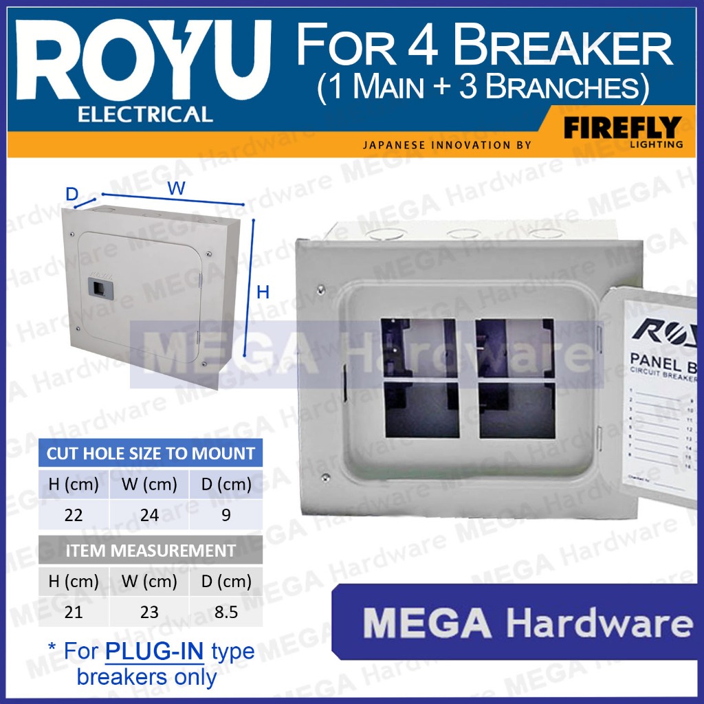 ROYU All Metal Panel Box Board for 2-Pole Plug In Circuit Breakers ...