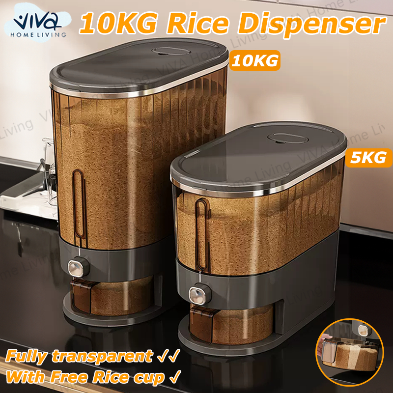10KG Rice Dispenser Black barrel insect-proof moisture-proof sealed ...