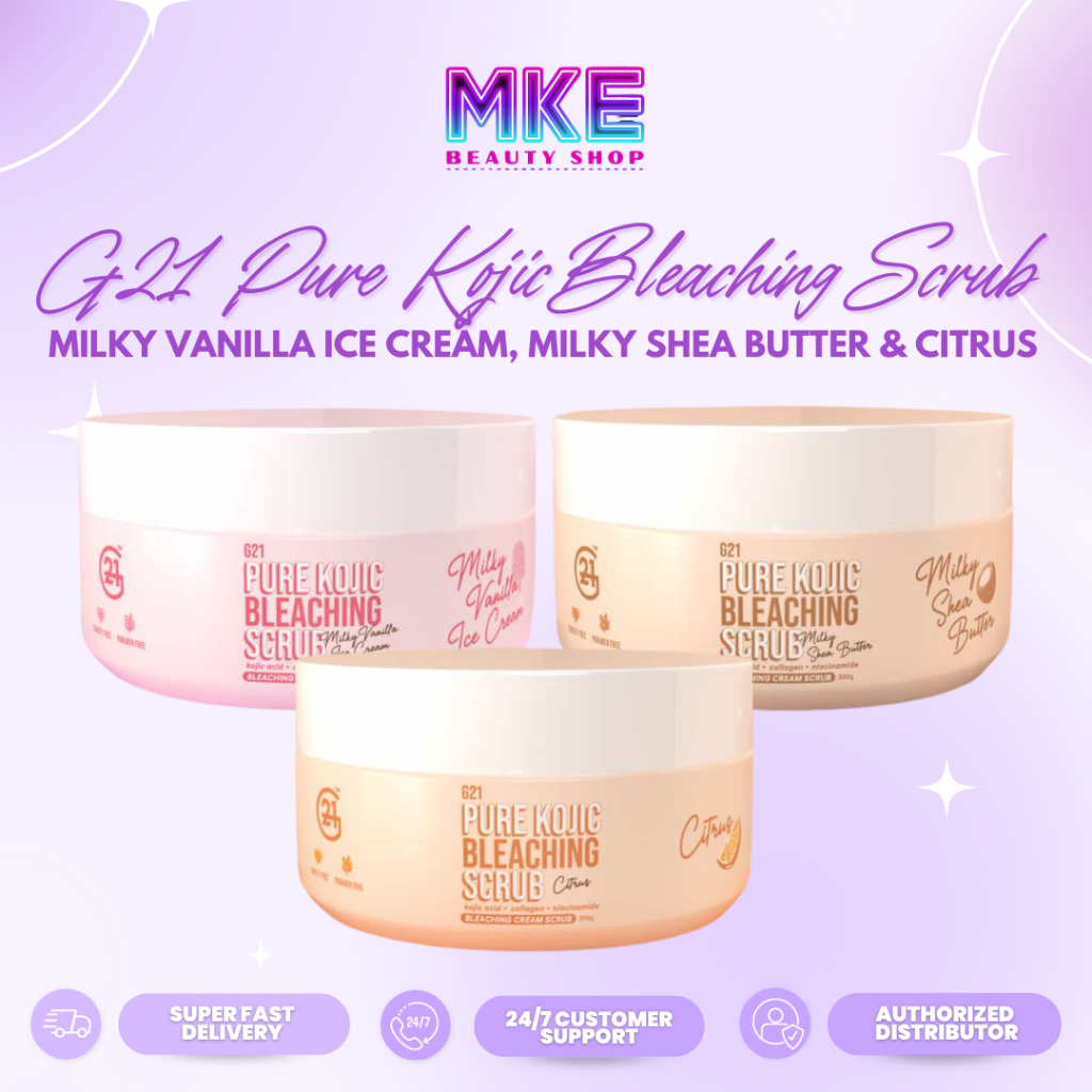 G21 PURE KOJIC BLEACHING SCRUB [MILKY VANILLA ICE CREAM, MILKY SHEA BUTTER & CITRUS] | Shopee ...