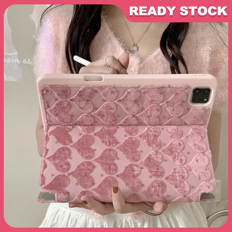 Pink Lovely Heart iPad Case For ipad Air 5 4 3 ipad 10th 9 8 7 with ...
