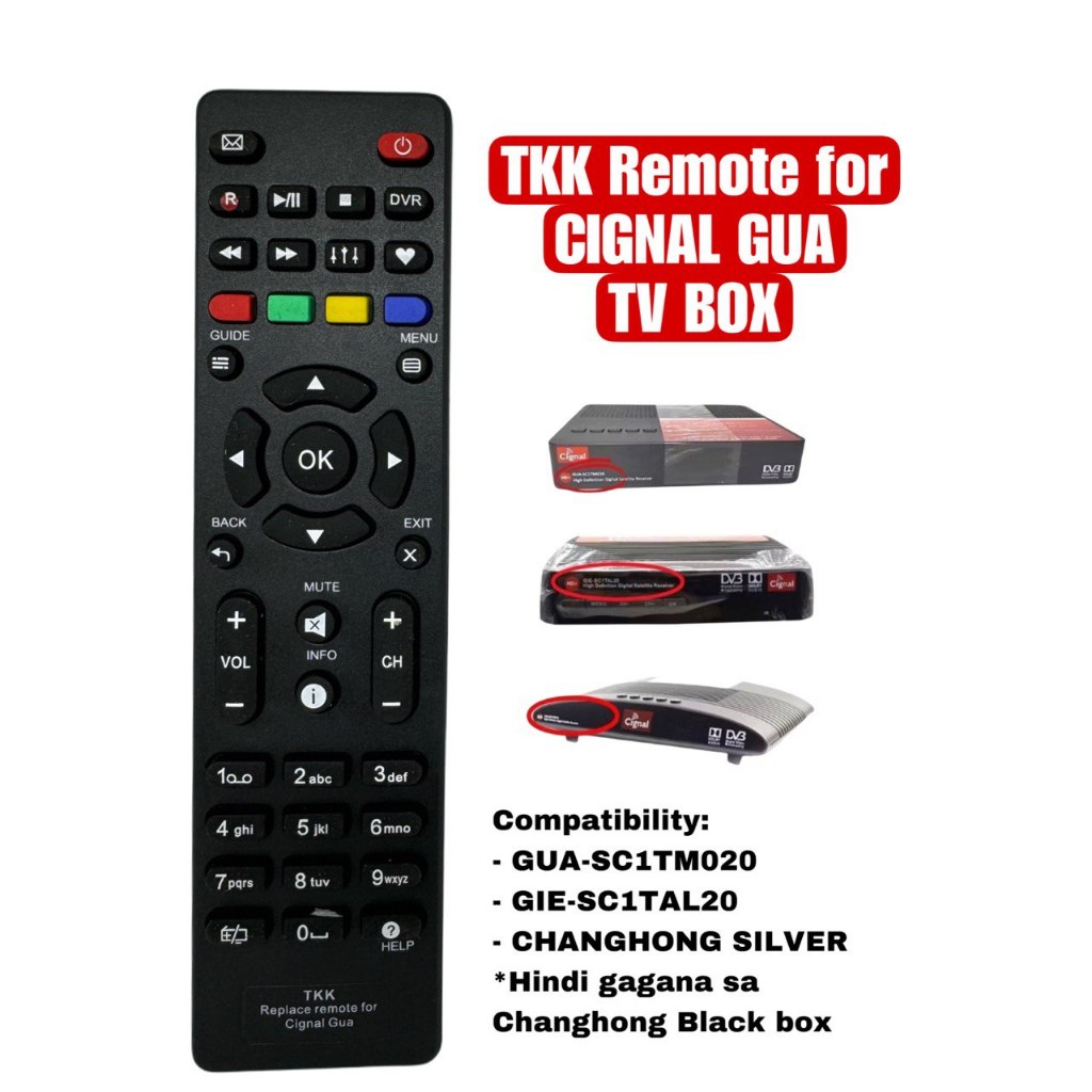 Replacement Cignal Remote Control for Cignal HD TV Box GUASC1TMO20 ...