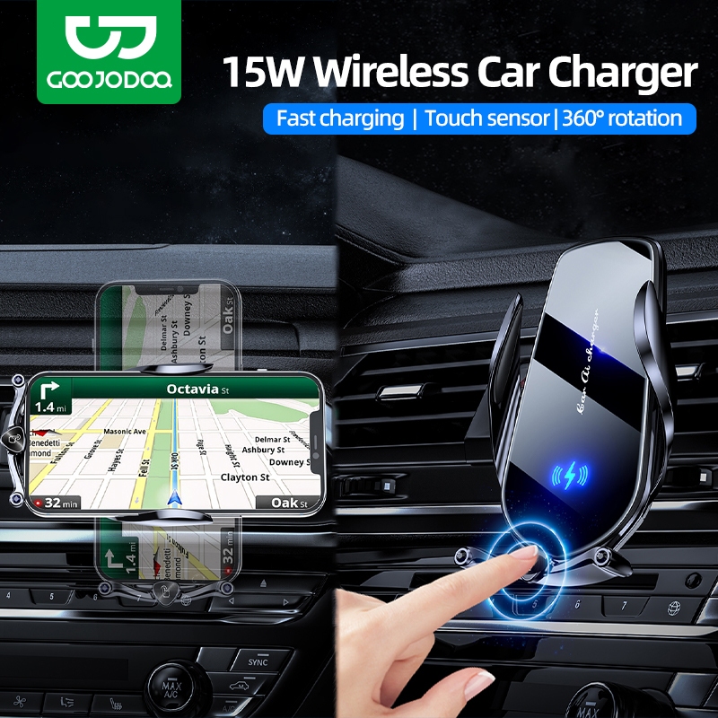 GOOJODOQ 15W Wireless Car Charger Fast Charging Socket for iPhone Type ...