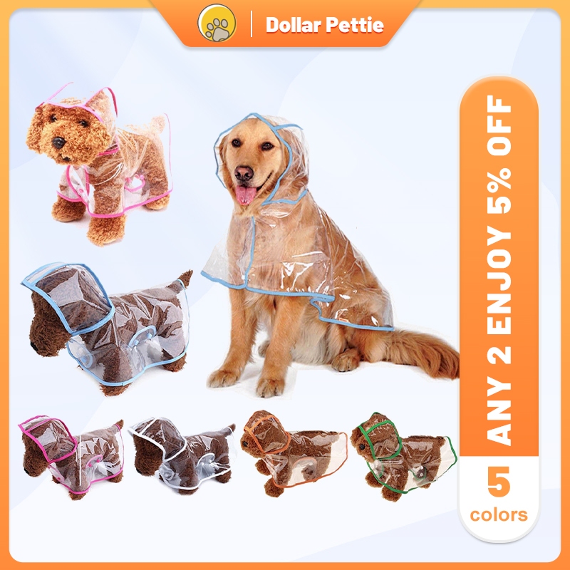 Pet Rain Poncho Waterproof Adjustable Non-Obscuring Vision Transparent ...