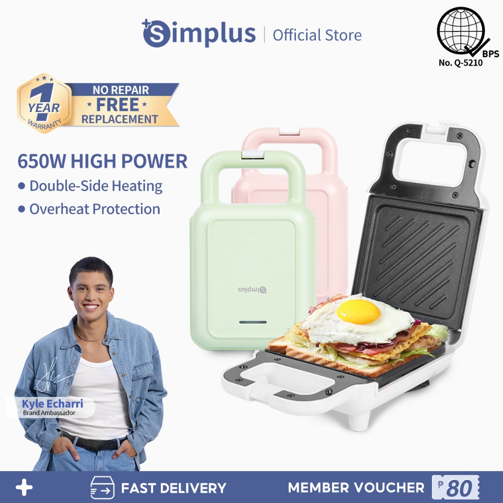 Simplus Sandwich Maker Non-stick MultiFunctional Bread Toaster | Shopee Philippines