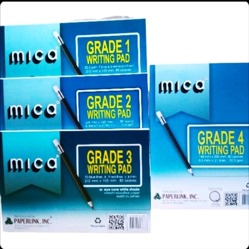 MICA Writing Pad 80leaves for grade 1 / 2 / 3 / 4(EYE CARE WHITE SHADE ...
