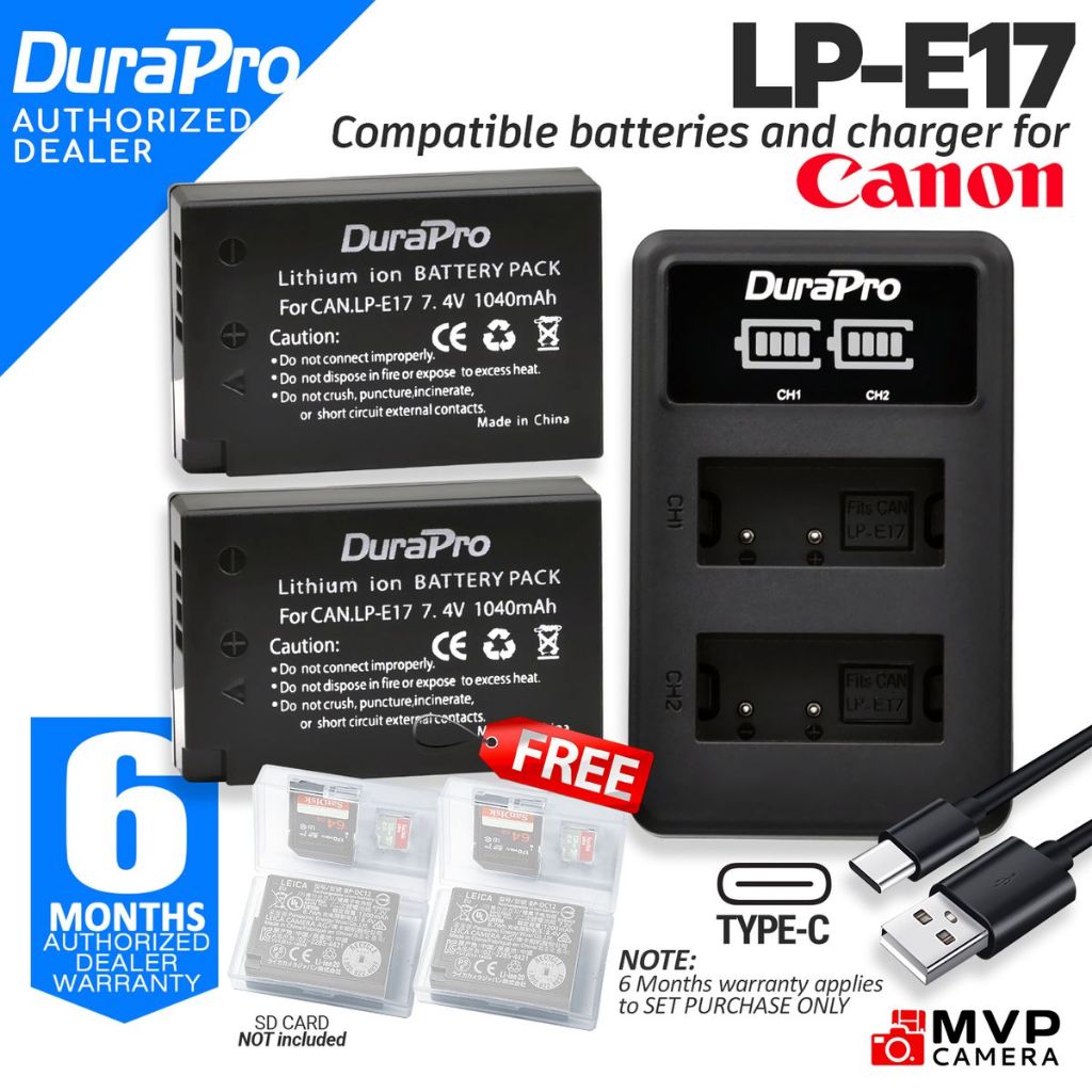 DURAPRO LP-E17 LPE17 Battery Charger Canon EOS 750D 760D 800D 200D M3 ...