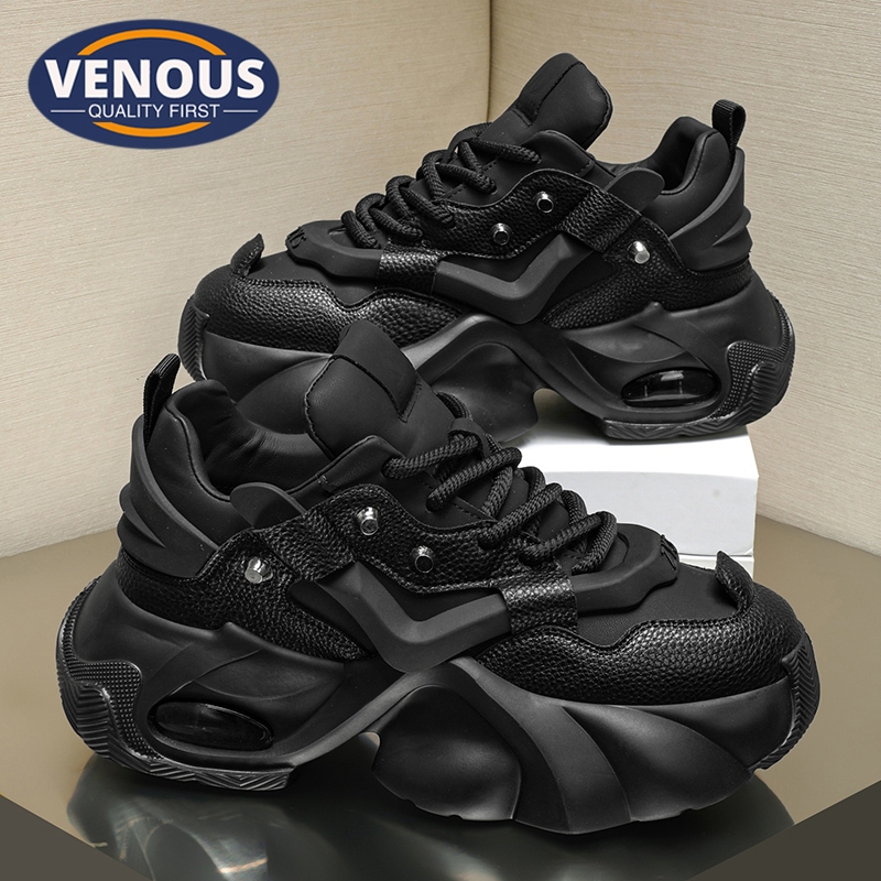 Venous 2024 Black Chunky Shoes for Men Original Casual Sneakers for Men ...