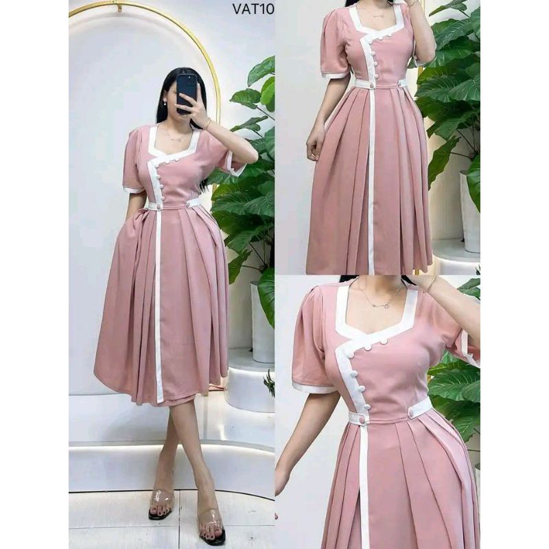 Vietnam Midi dress padded silk materials free size fit up to large Xl ...