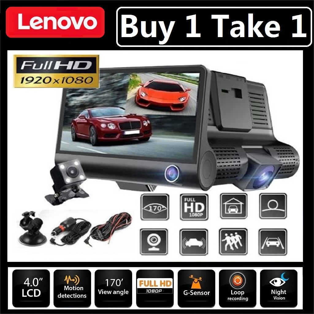 Lenovo Original Dash Cam For Car Front And Back With Night Vision 360 ...