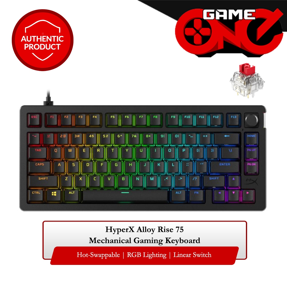 HyperX Alloy Rise 75 Hot-Swappable RGB Mechanical Gaming Keyboard (Red ...