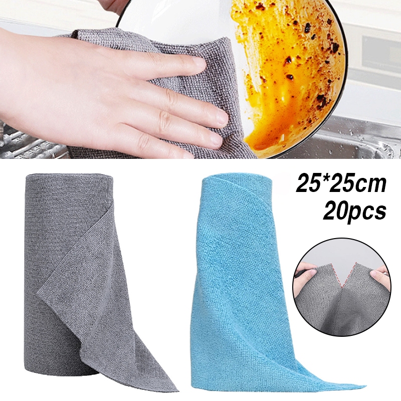 20pcs Microfiber Cleaning Cloth Roll, 10" x 10" Tear Away Reusable ...