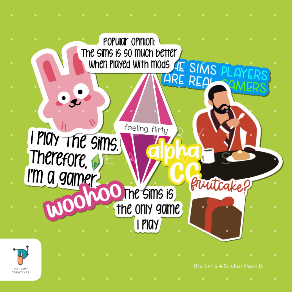 10 pcs The Sims 4 Sticker Pack Set B vinyl waterproof and scratchproof ...