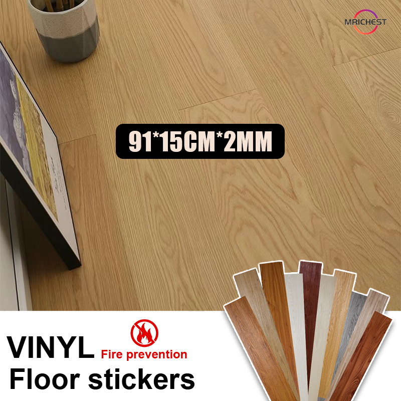 3D Vinyl Floor Sticker 91x15cm PVC Waterproof Self Adhesive Wood Tiles ...