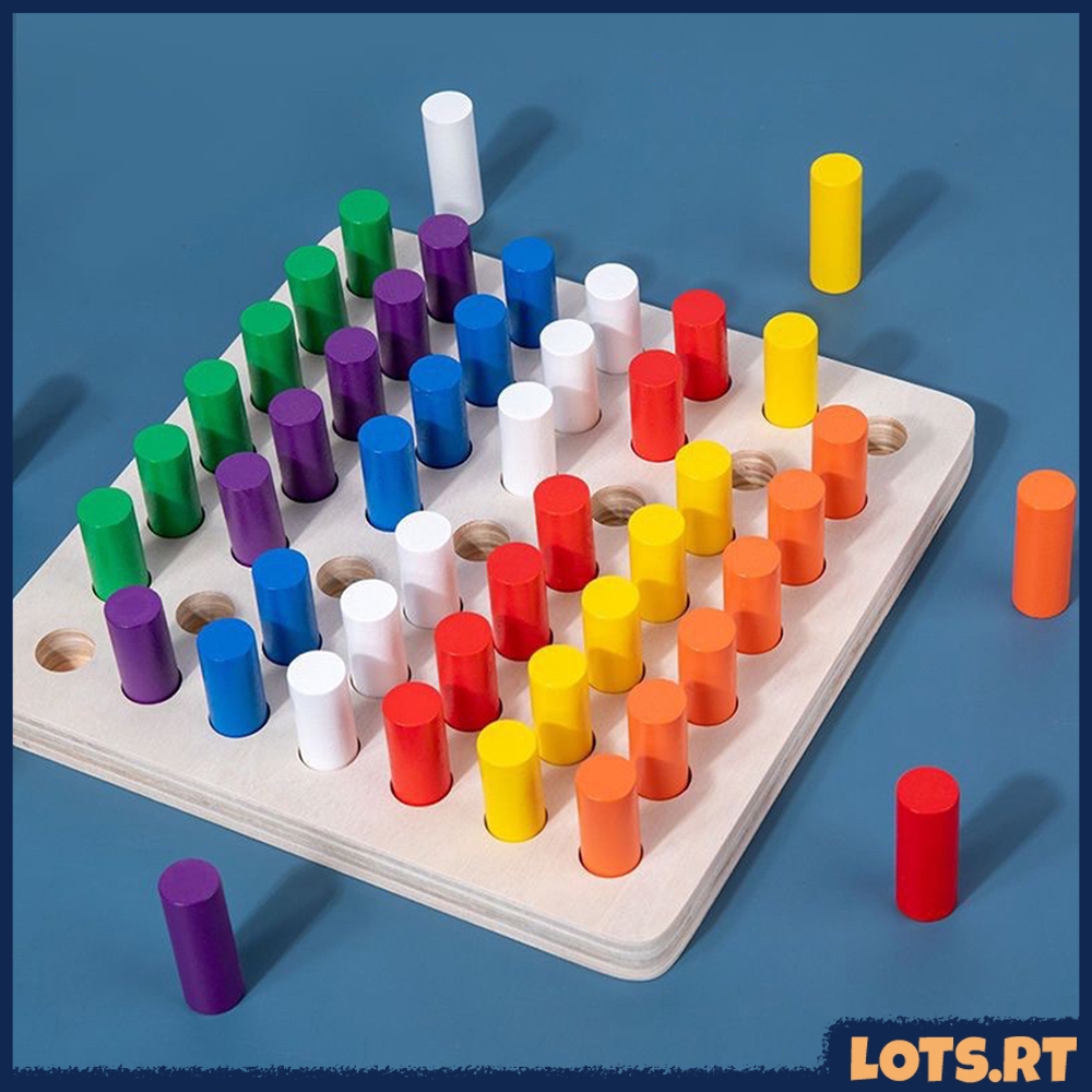 11.5/15cm Wooden Jumbo Dark Colored Montessori Pegs Sorter Board ...