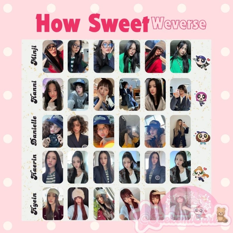 Newjeans How Sweet Weverse Official Photocards Tingi Set Minji Hanni Danielle Haerin Hyein ...