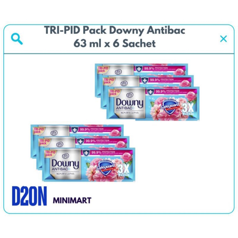 DOWNY ANTIBAC TRI-PID Pack Laundry Fabric Conditioner 63 mL x 6 pieces ... DOWNY ANTIBAC TRI-PID Pack Laundry Fabric Conditioner 63 mL x 6 pieces ...