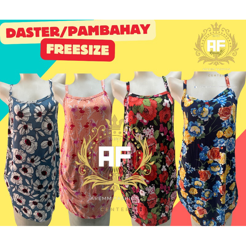 SPAGHETTI DRESS PAMBAHAY daster Casual wear Breathable Relaxed fit Soft ...