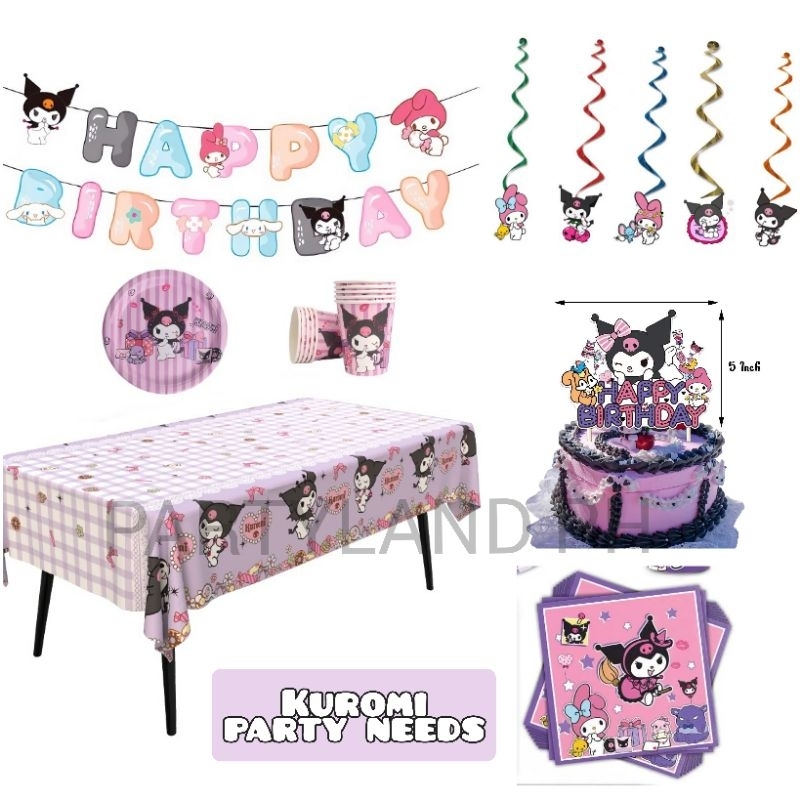 Kuromi Paper Plates Cups Banner Birthday Theme Birthday Party ...