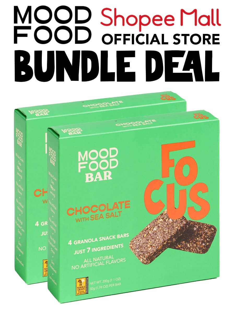 MOOD FOOD BAR FOCUS Chocolate with Sea Salt (2 box bundle = 8 snack ...