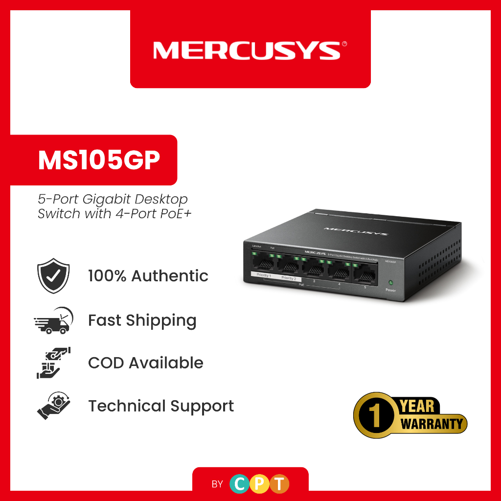 Mercusys | MS105GP | 5-Port | Gigabit | Desktop | Network | Switch ...