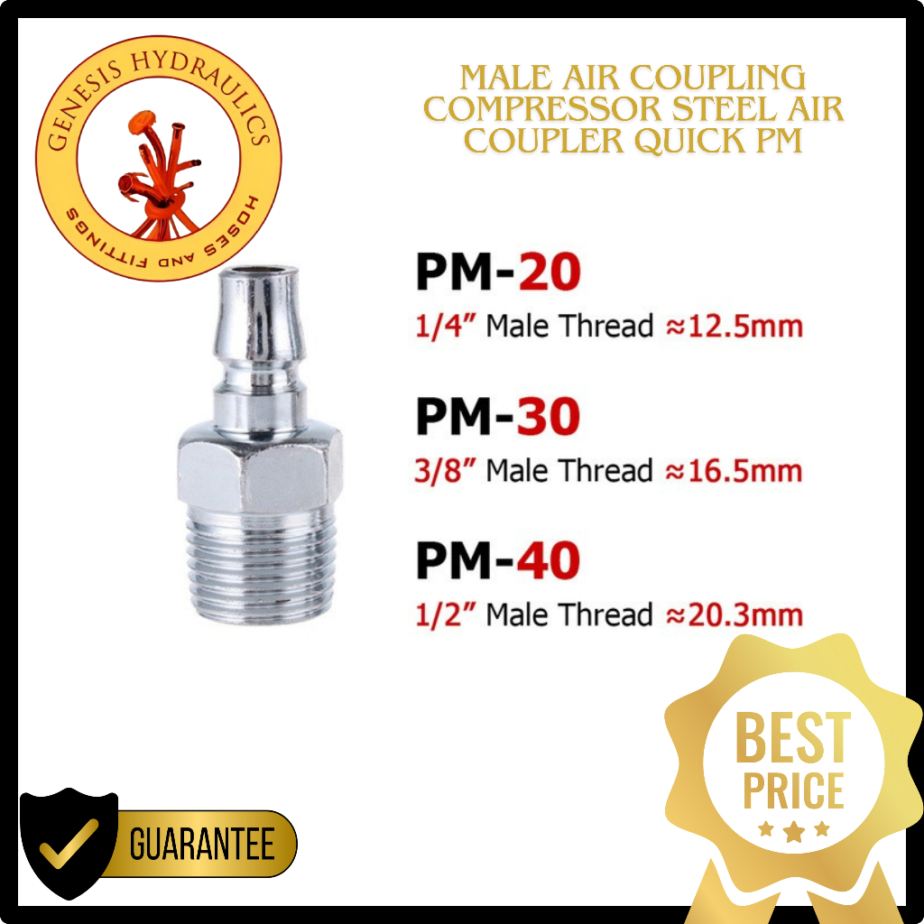 Male Air Coupling Compressor Steel Air Coupler Quick PM | Shopee ...