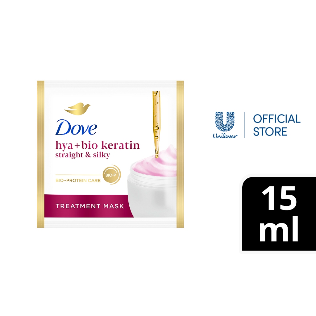 Dove Hya+Bio Keratin Straight & Silky Treatment Mask 18ml for Frizzy ...