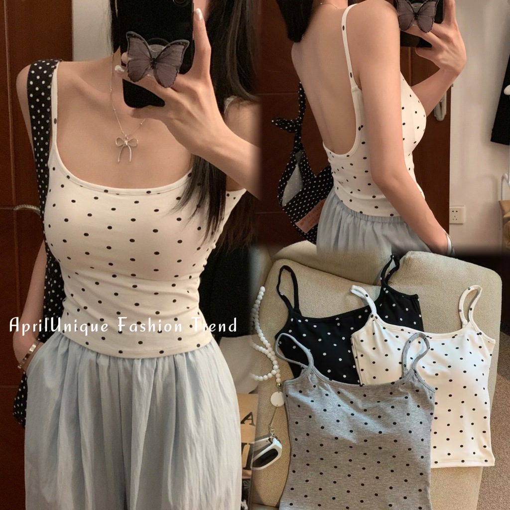 Ladies Cotton Polka Dots With Padded Sando Bra Sexy Backless Sling Back ...