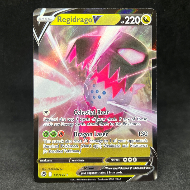 Pokemon TCG Regidrago V Ultra Rare 135/195 2022 Sword & Shield Silver Tempest Trading Card ...