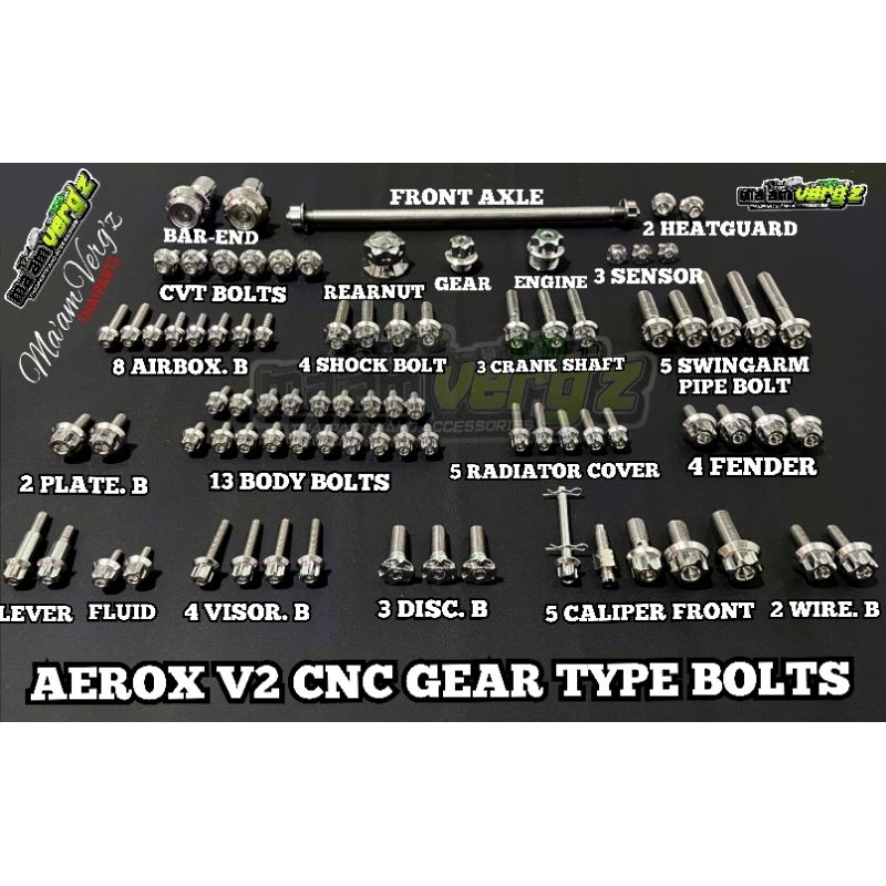 AEROX V1/V2 CNC GEAR TYPE BOLTS SET | Shopee Philippines