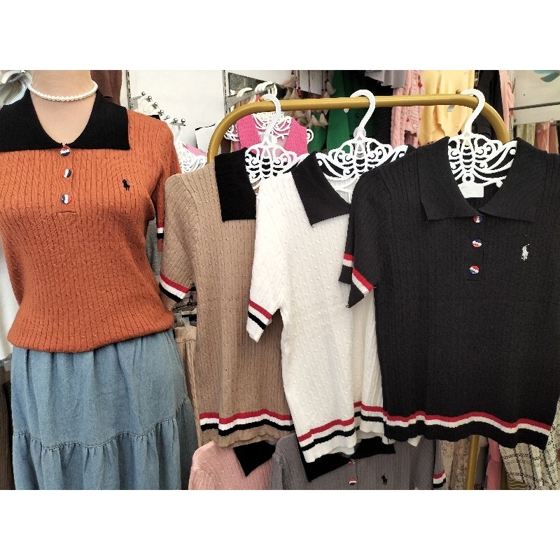Bangkok Soft Knitted Polo Blouses fits Up to 2XL body frame | Shopee ...